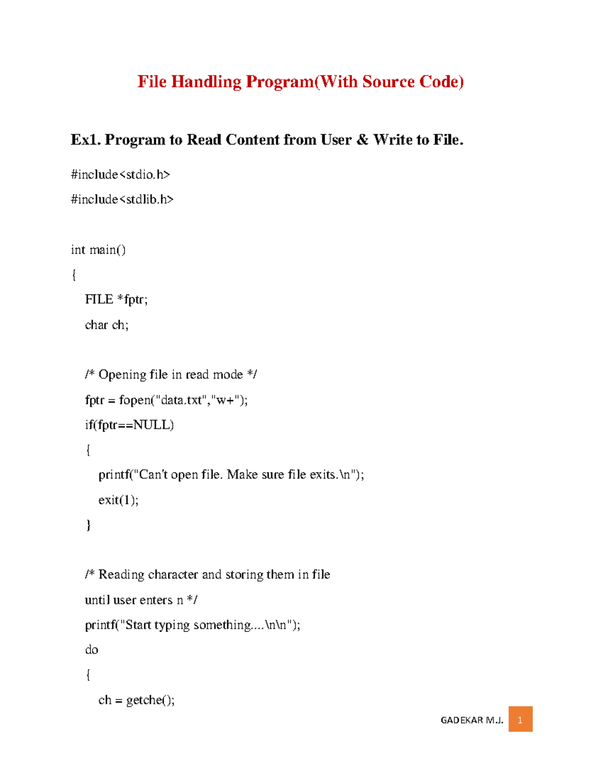 File Handling Programs (CS101) - Source Code & Examples - Studocu
