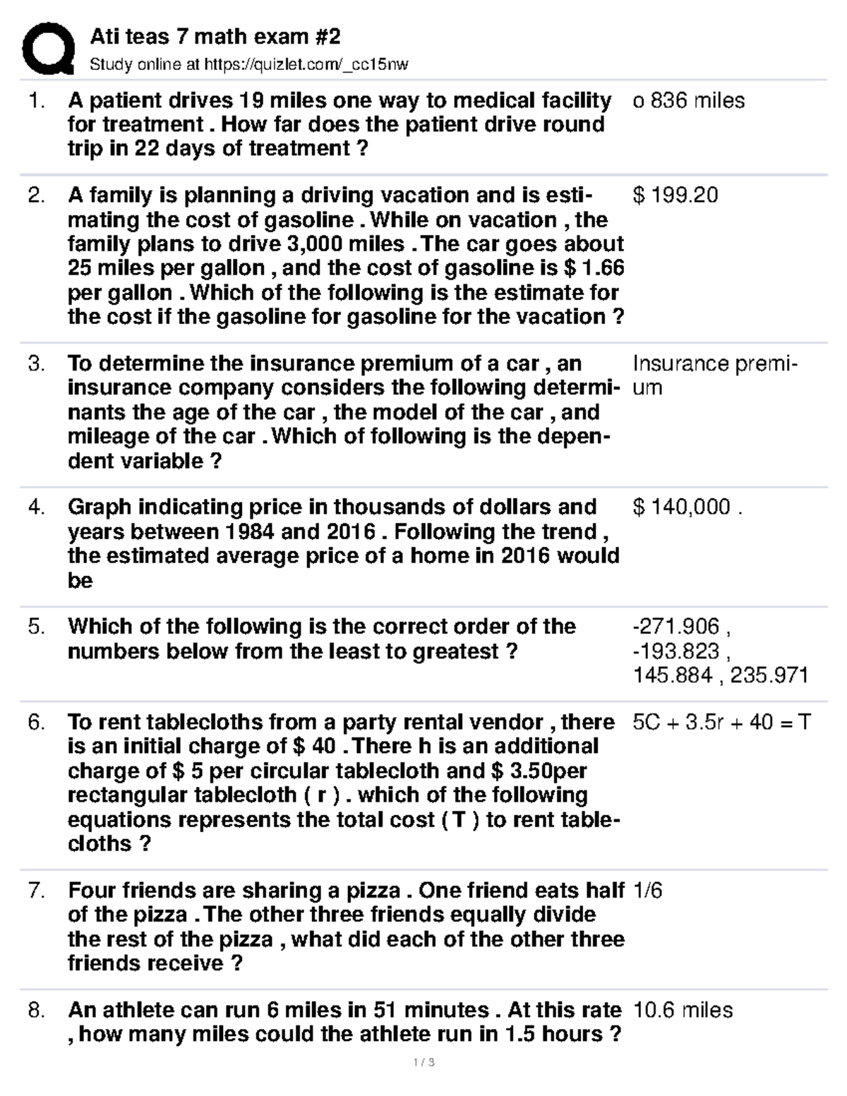 TEAS 7 Math Exam Study Guide: Key Concepts & Practice - Studocu