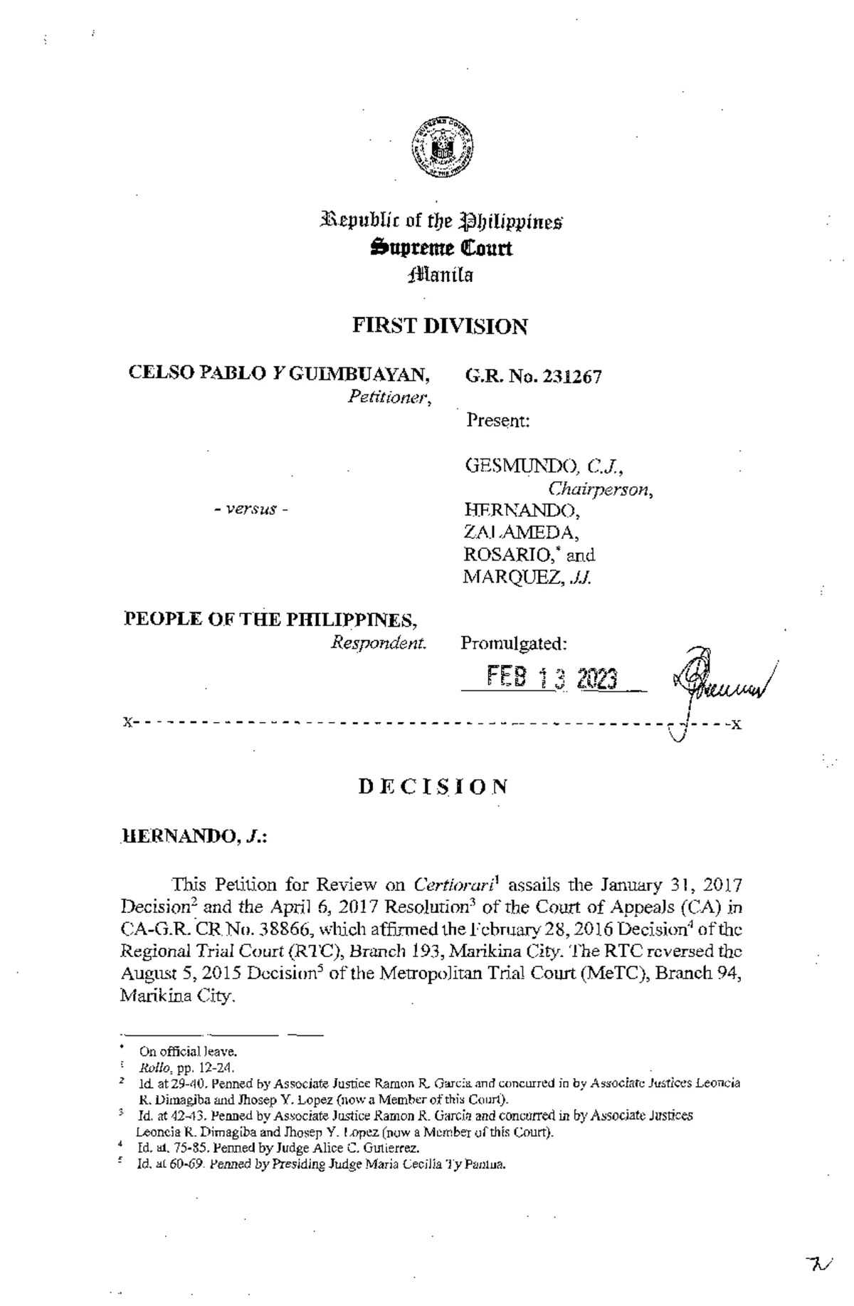 Affidavit of witness - sample - Republic of the Philippines NATIONAL ...