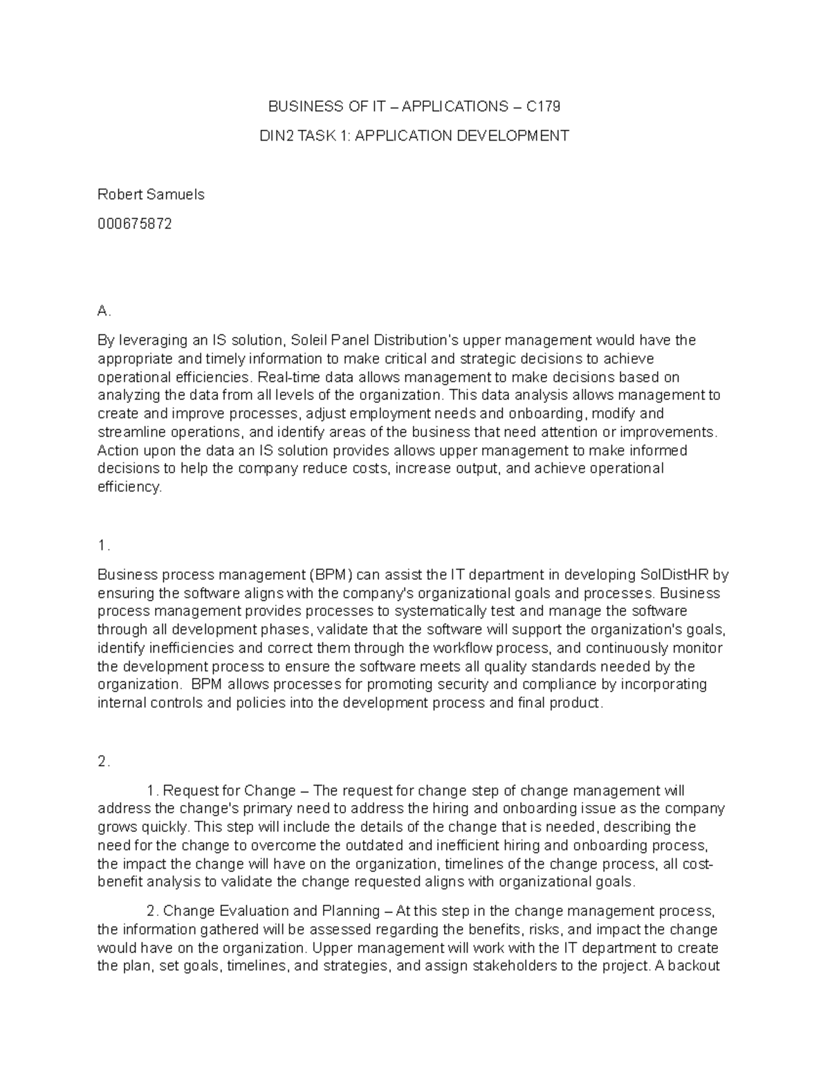 Business OF IT C179 - Pass C179 PA - BUSINESS OF IT – APPLICATIONS – C ...