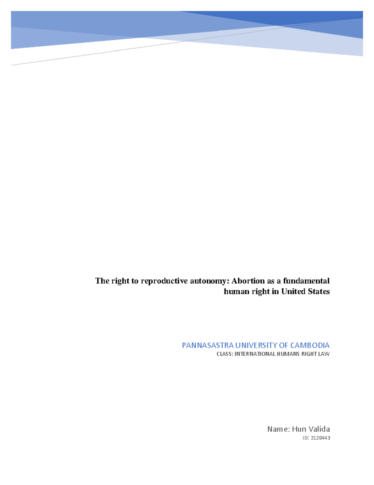Abortion as a Fundamental Human Right in the U.S. - IHRL Study - Studocu