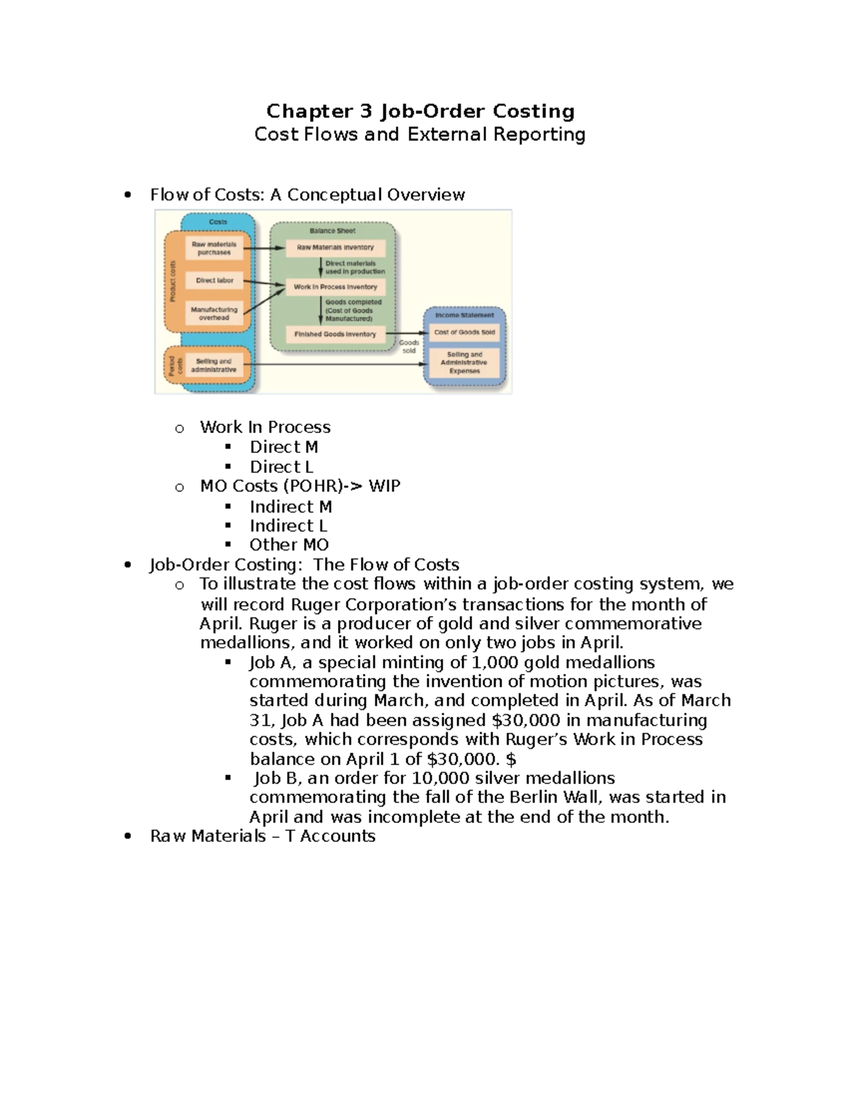 Chapter 3 - Job-Order Costing Cost Flows and External Reporting - Ruger is a producer of gold ...