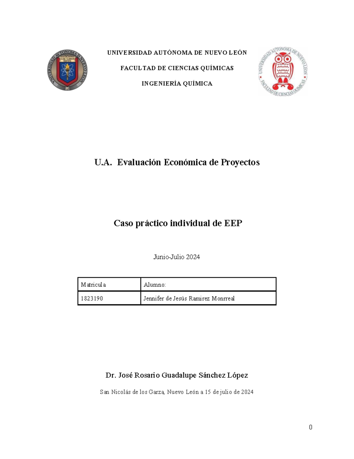 Evaluación Económica de Proyectos: Caso Práctico EEP 2024 - Studocu