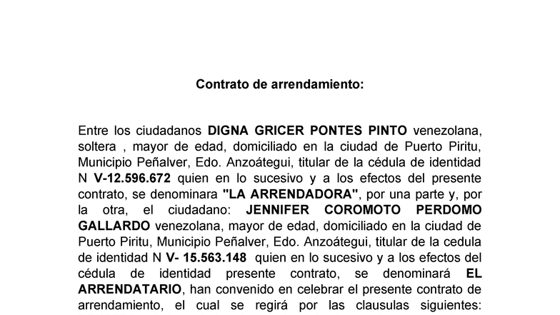 Contrato de Arrendamiento - Digna Gricer y Jennifer Perdomo - Studocu