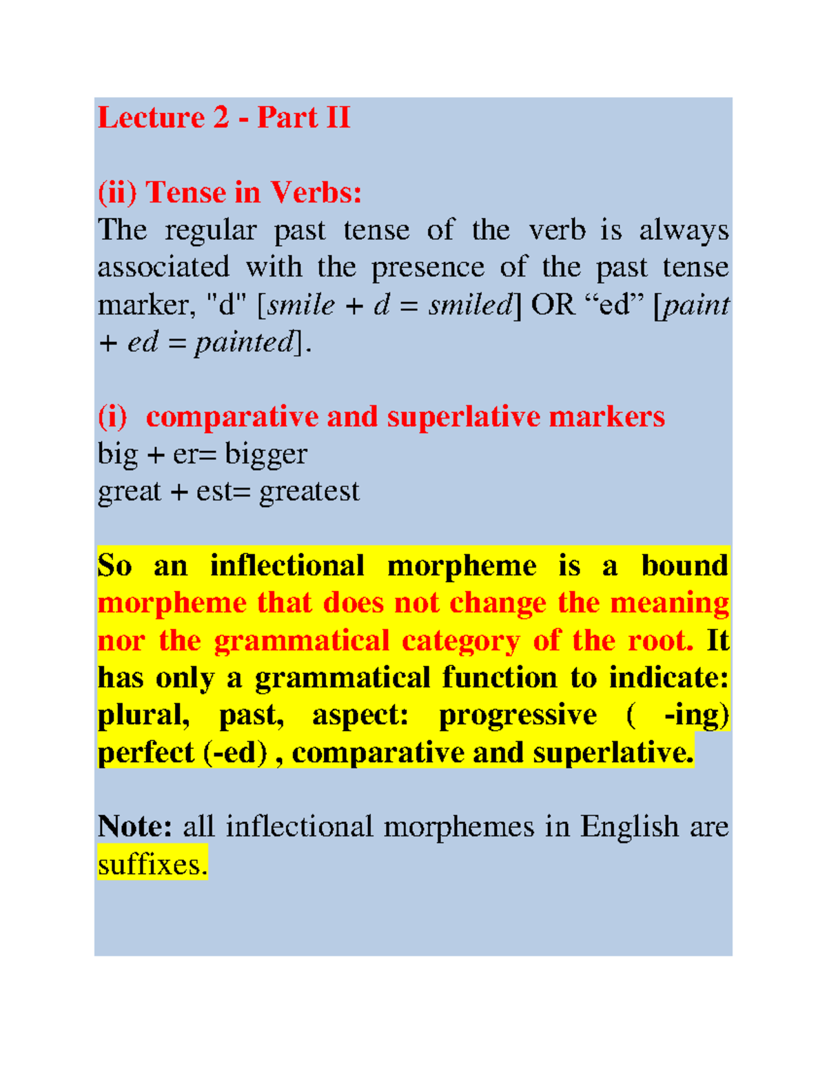 Morphology Lecture 2 Inflectional And Derivational Affixes Studocu