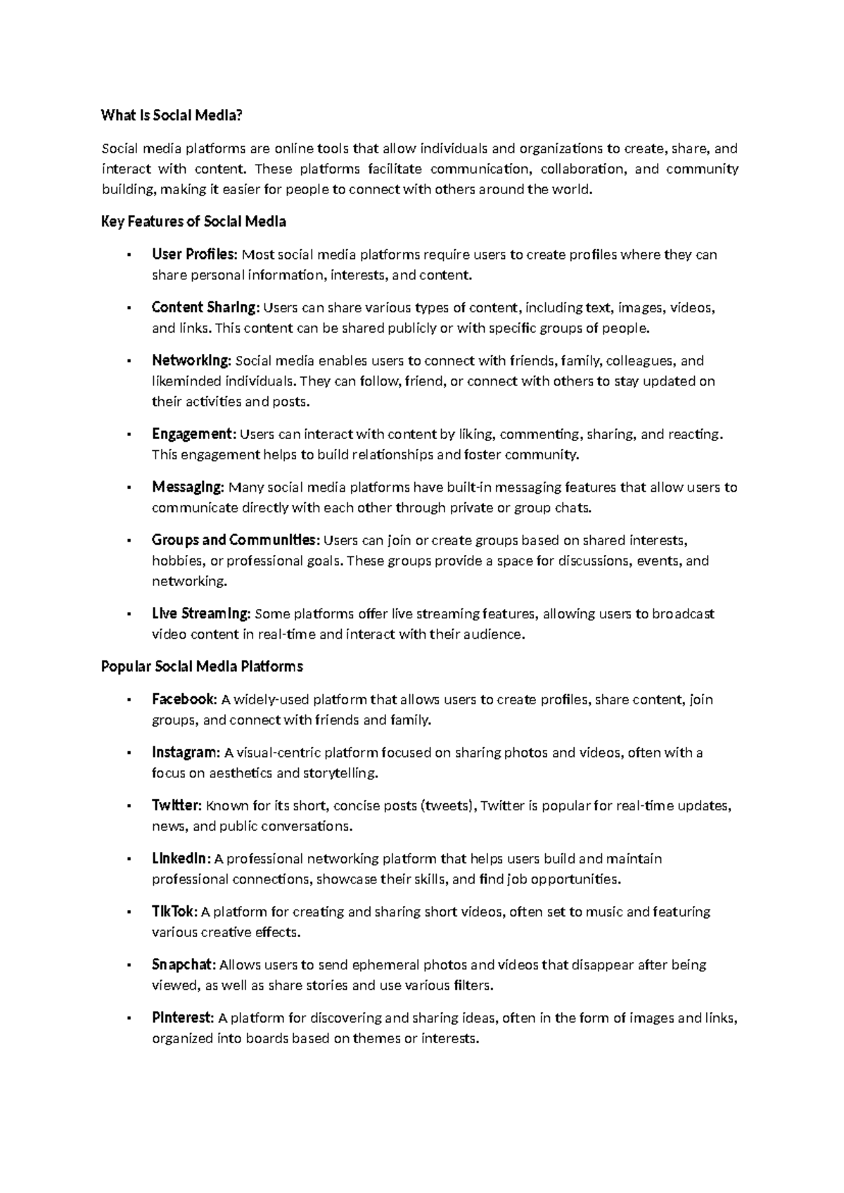 Understanding Social Media: Features, Benefits, and Trends - Studocu