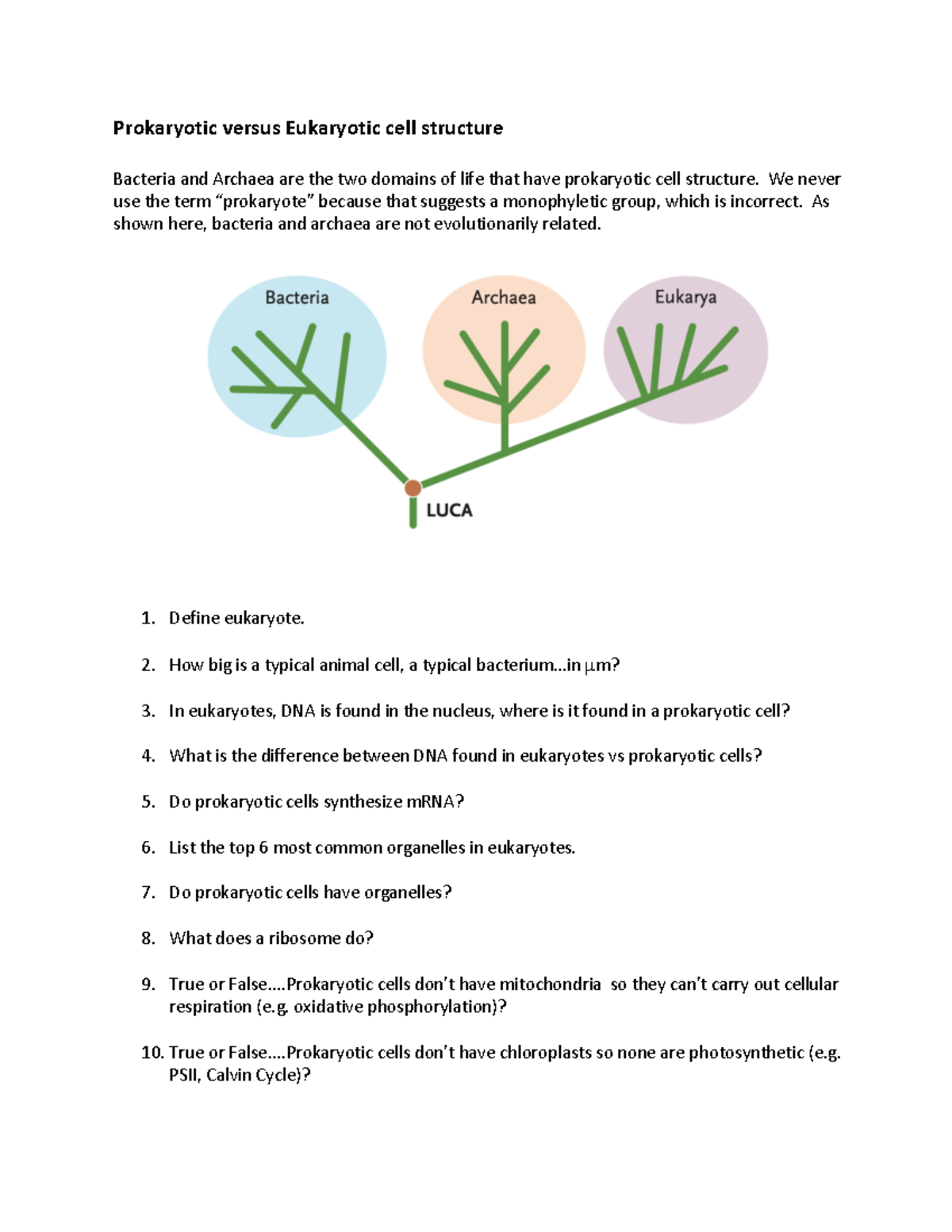 Cell Structure: Prokaryotic vs Eukaryotic Cells (Bio 101) - Studocu
