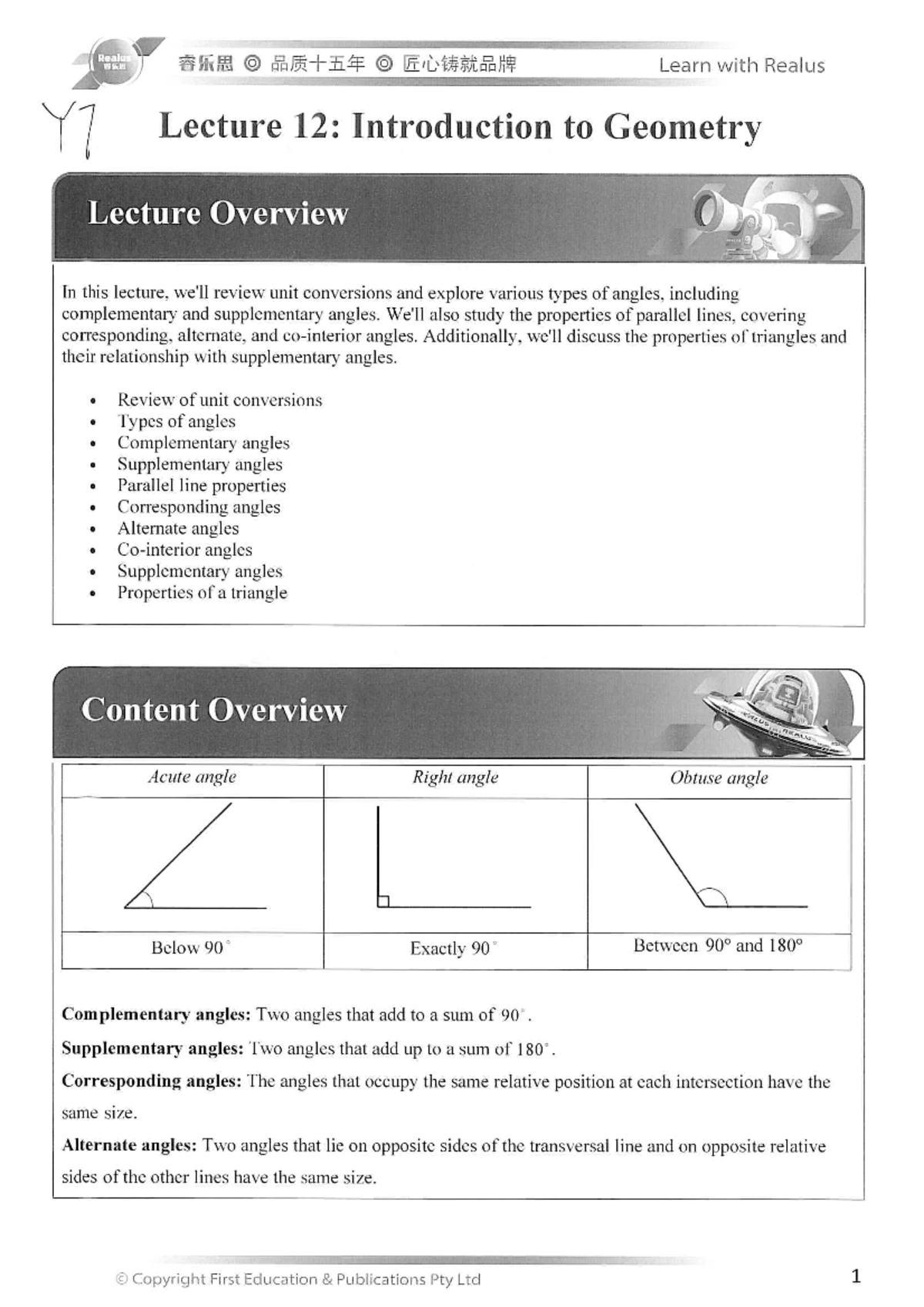 Y7 Math Book 3 Lecture 12 Introduction to Geometry - Realus BEE O Learn ...