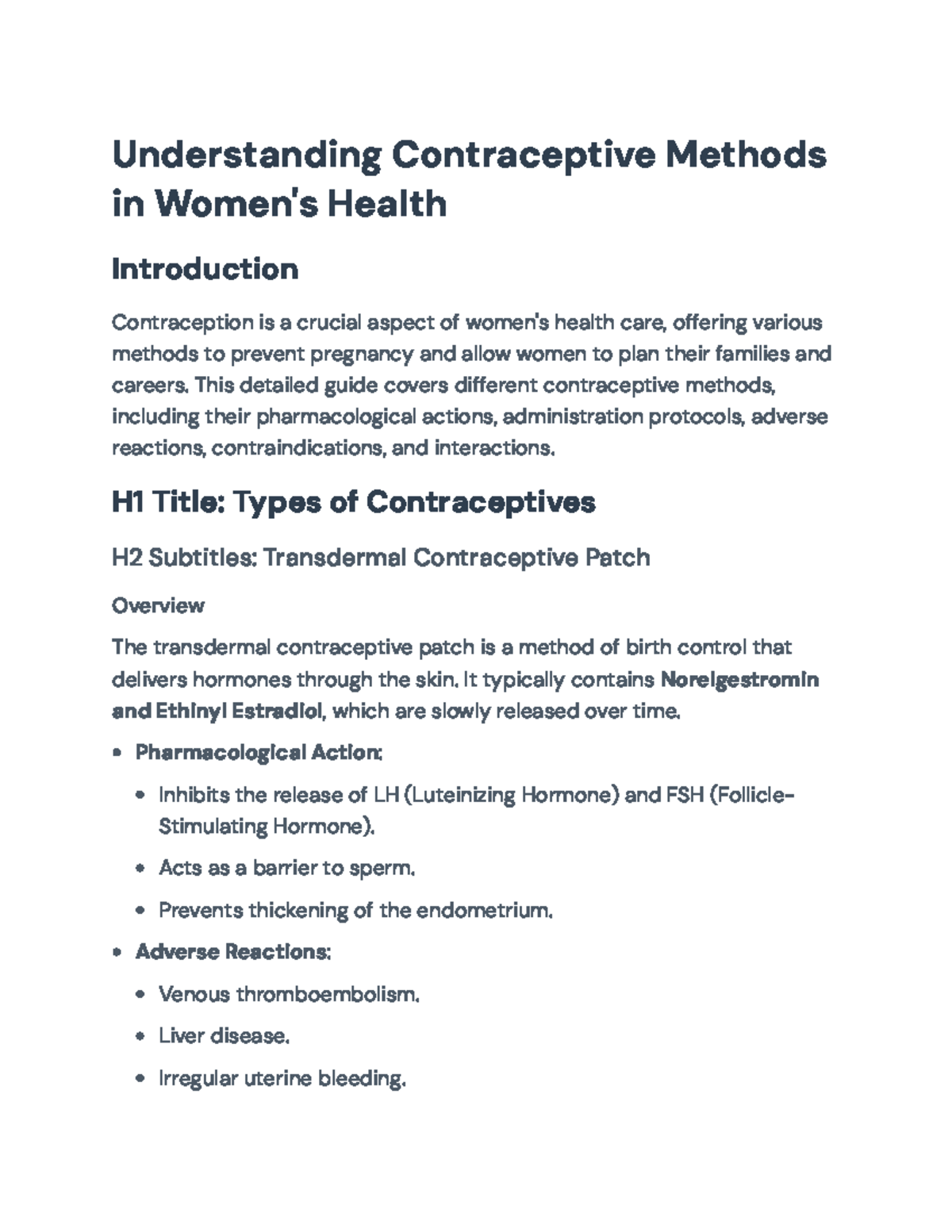 Understanding Contraceptive Methods: A Comprehensive Guide for Women's ...