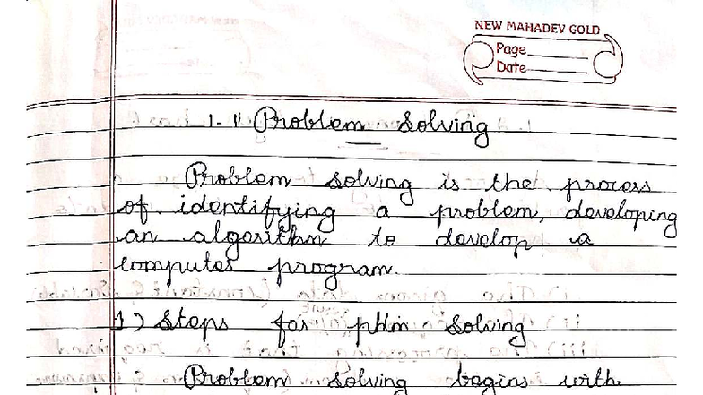 C Programming Unit 1: Problem Solving & Algorithm Development - Studocu