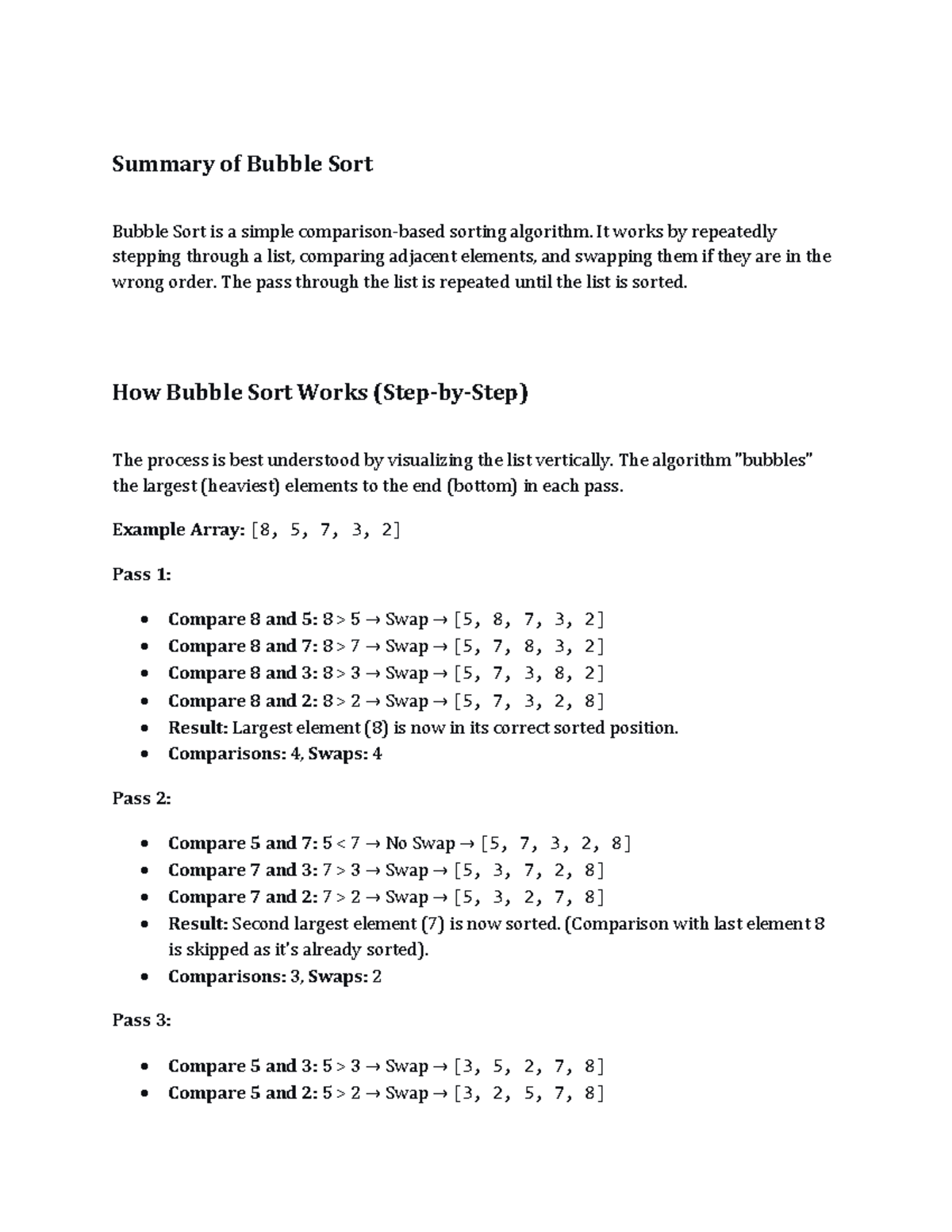 Sorting Techniques: Bubble, Insertion, Selection, and Quick Sort - Studocu