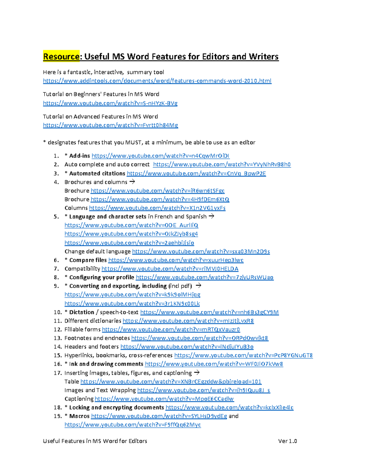 Resource: Essential MS Word Features for Editors & Writers - Studocu