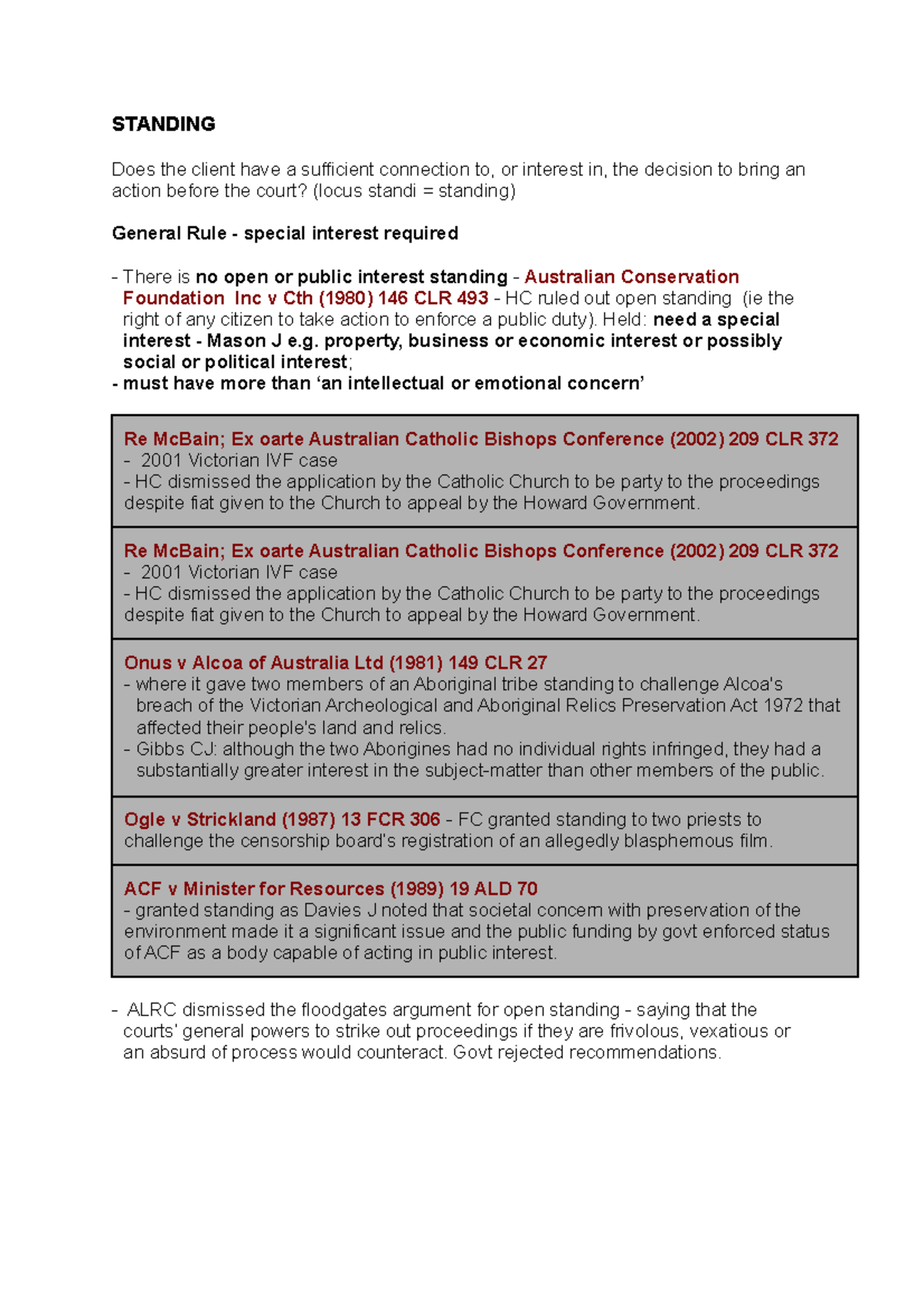 Key Cases on Standing in Administrative Law: Insights and Rulings - Studocu