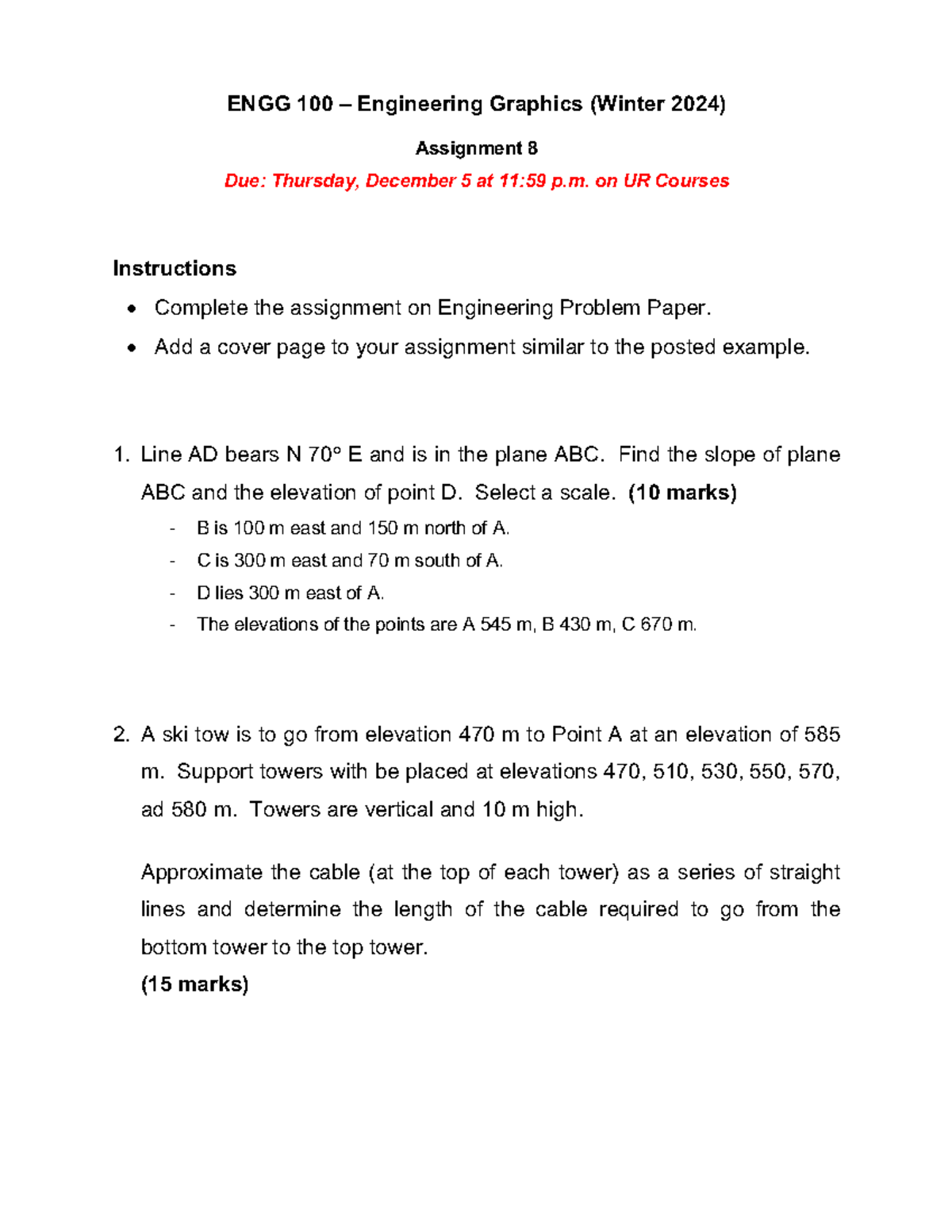 ENGG 100 A9 - F2024 - Assignment - ENGG 100 – Engineering Graphics ...
