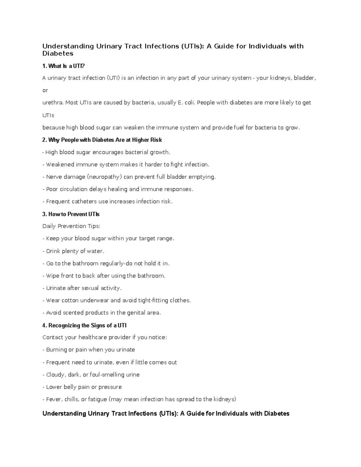 UTI Management for Diabetics: Prevention & Treatment Guide - Studocu