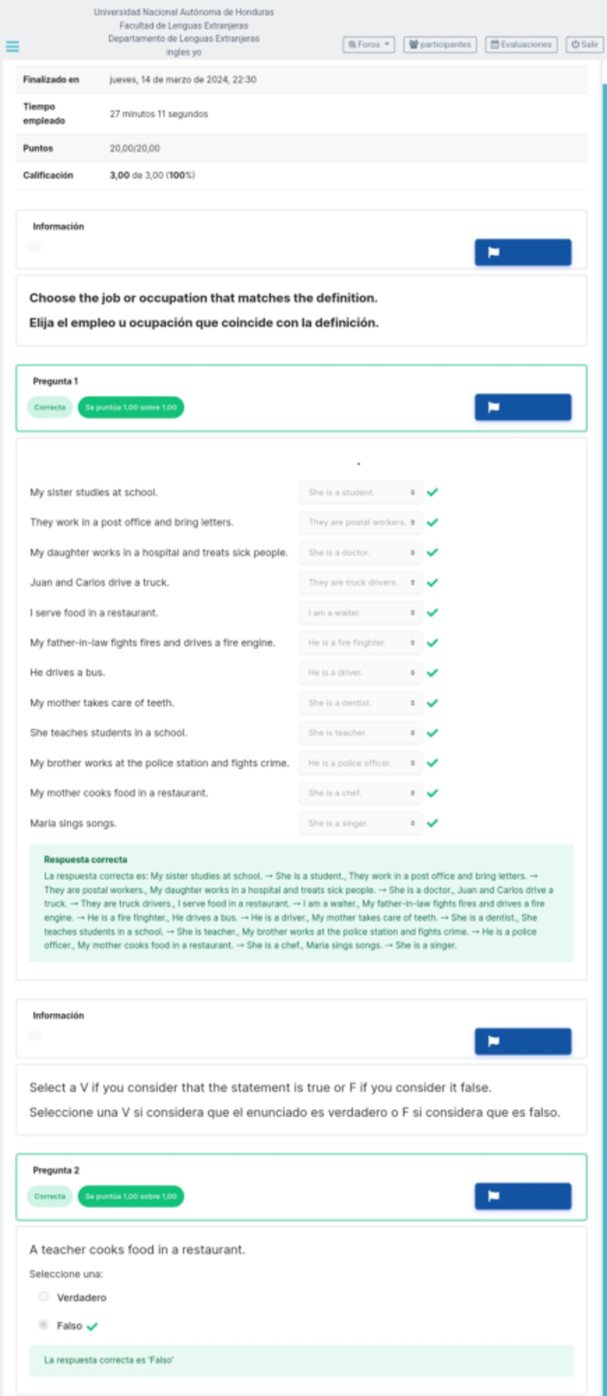 Actividad 32: Quiz de la Lección 8, Inglés 1 - Studocu