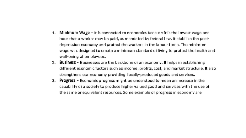 ECO1 Pre-Assessment: Understanding Minimum Wage and Economic Progress ...