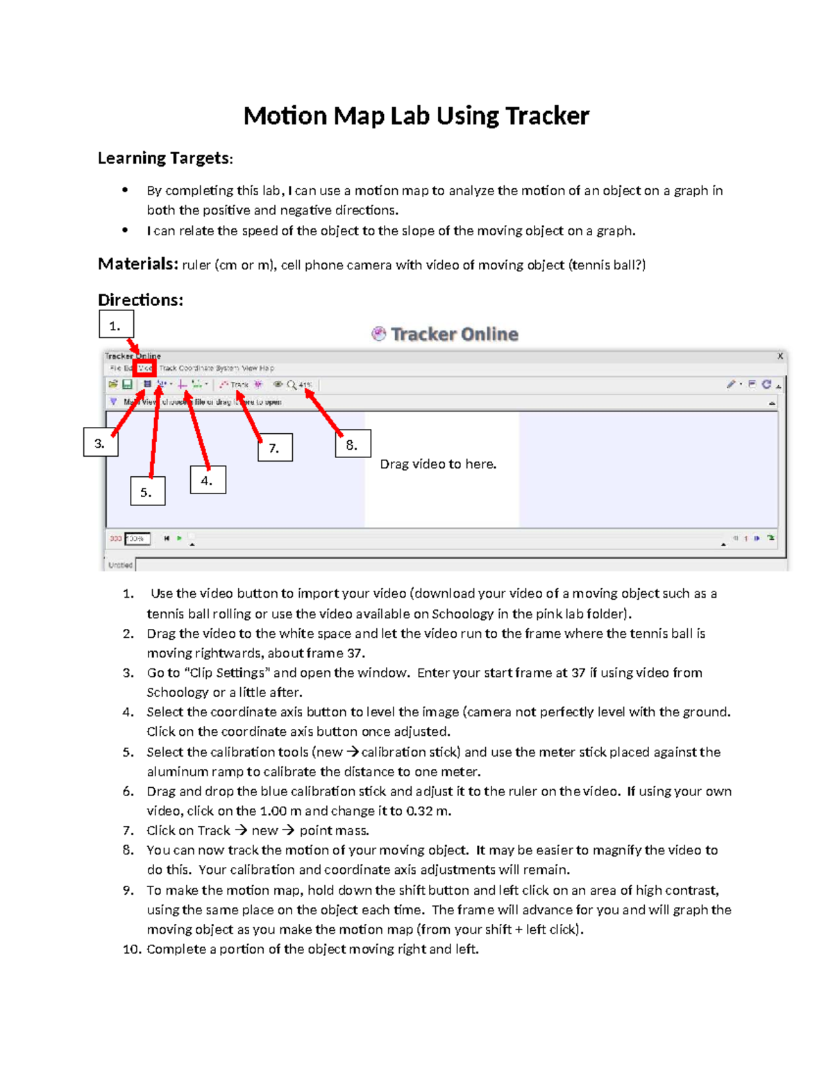 Motion Map Lab (Physics 101): Analyzing Object Motion with Tracker - Studocu