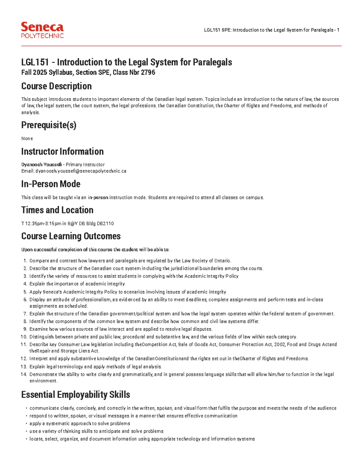 LGL151 SPE: Fall 2025 Syllabus for Introduction to the Legal System ...
