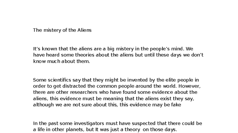 Ensayo 2: La Misteriosa Existencia de los Alienígenas - Studocu