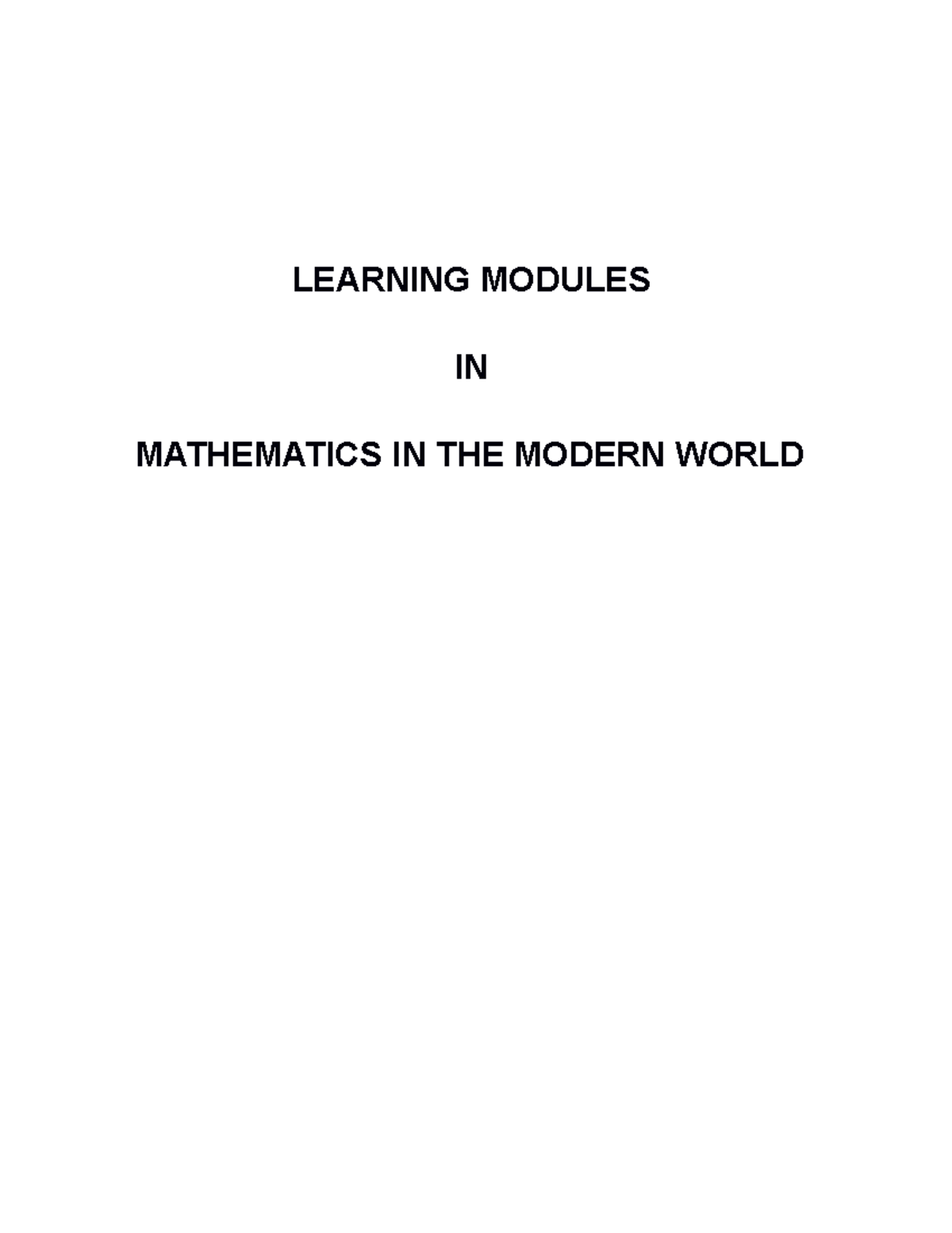 GEd 102 - Mathematics in the Modern World 16 - LEARNING MODULES IN ...