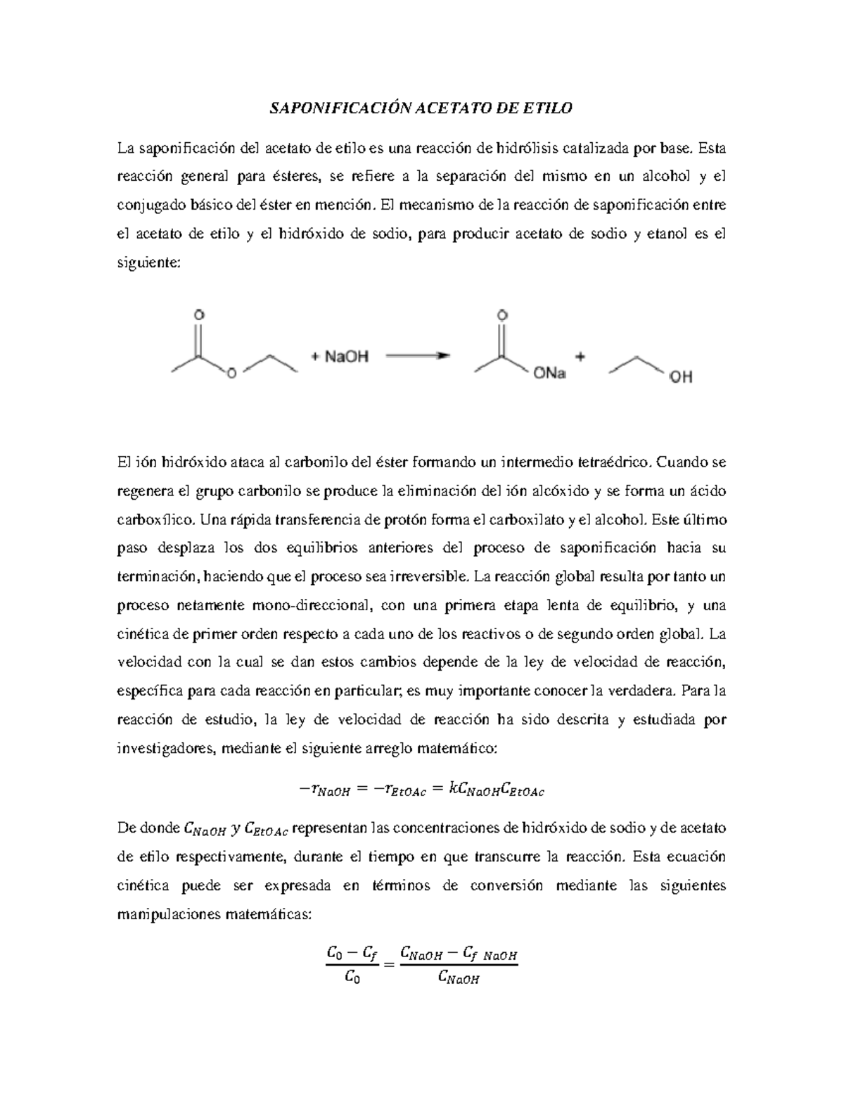 Saponificación del Acetato de Etilo: Mecanismo y Velocidades Reacciones ...