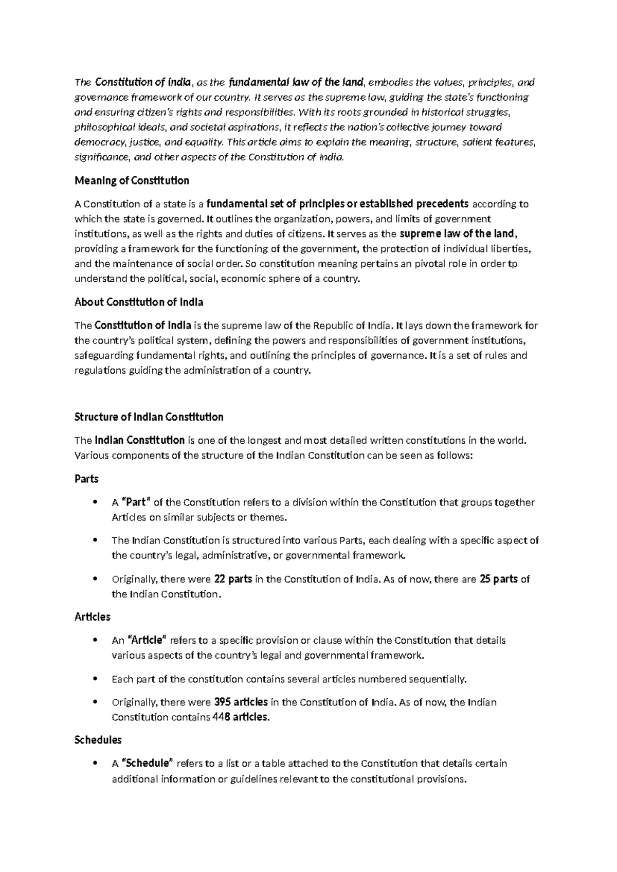 Constitution of India: Meaning, Structure, and Significance Overview ...