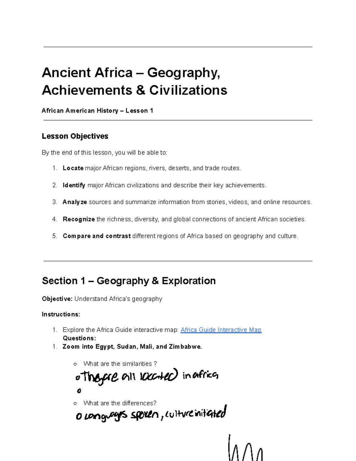 Ancient Africa: Geography & Civilizations Overview (Lesson 1) - Studocu