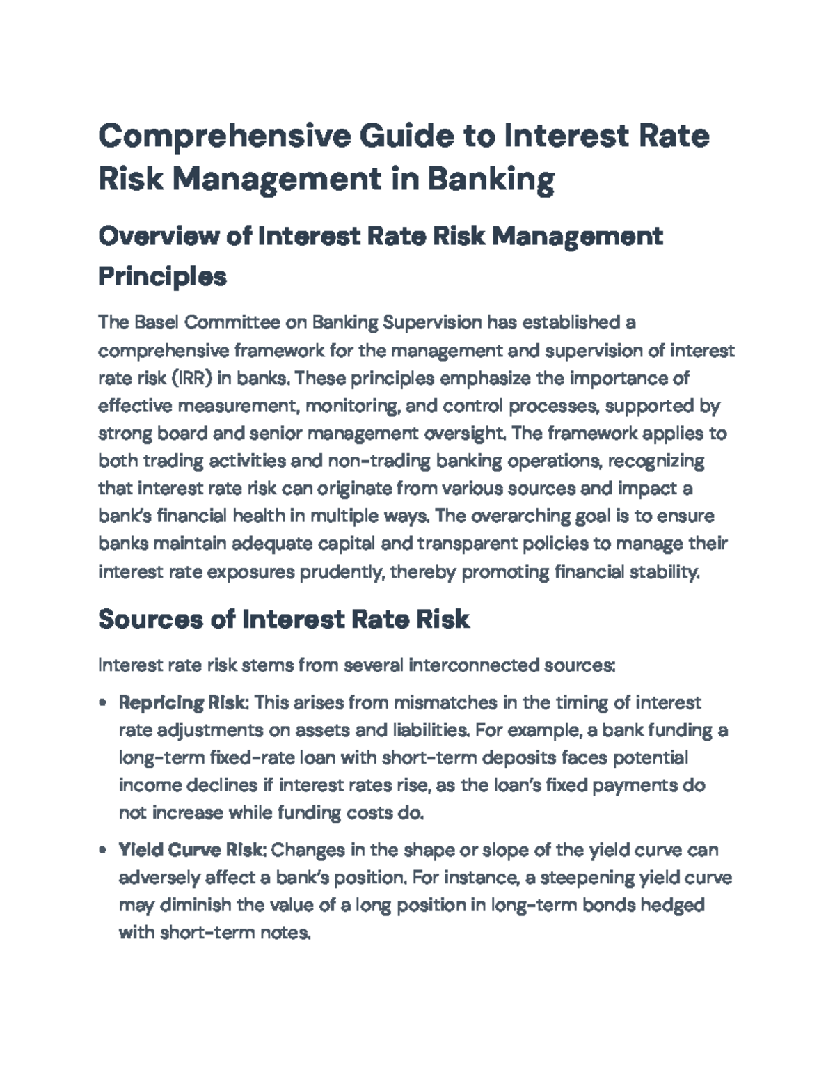 Comprehensive Guide to Interest Rate Risk Management in Banking ...