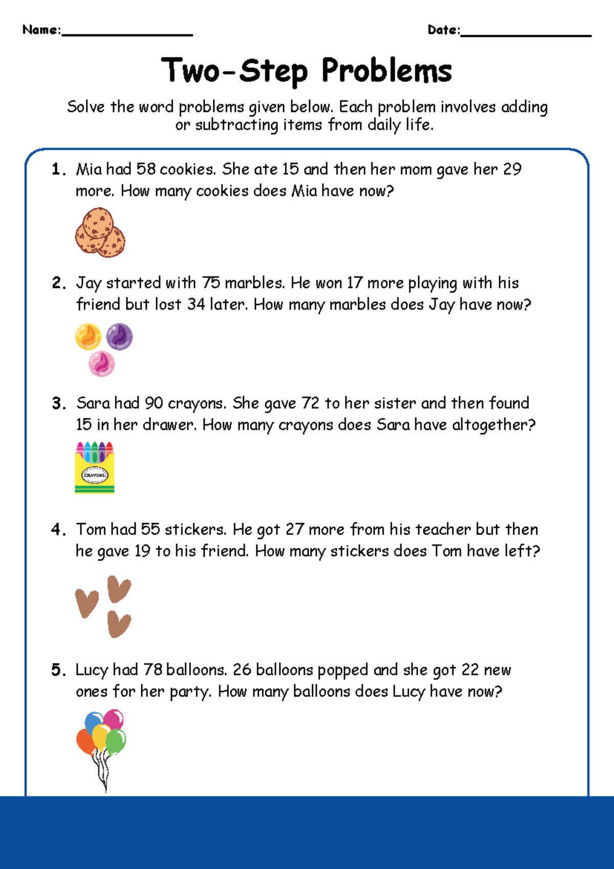 Solve Two-Step Addition and Subtraction Word Problems - 2nd Grade ...