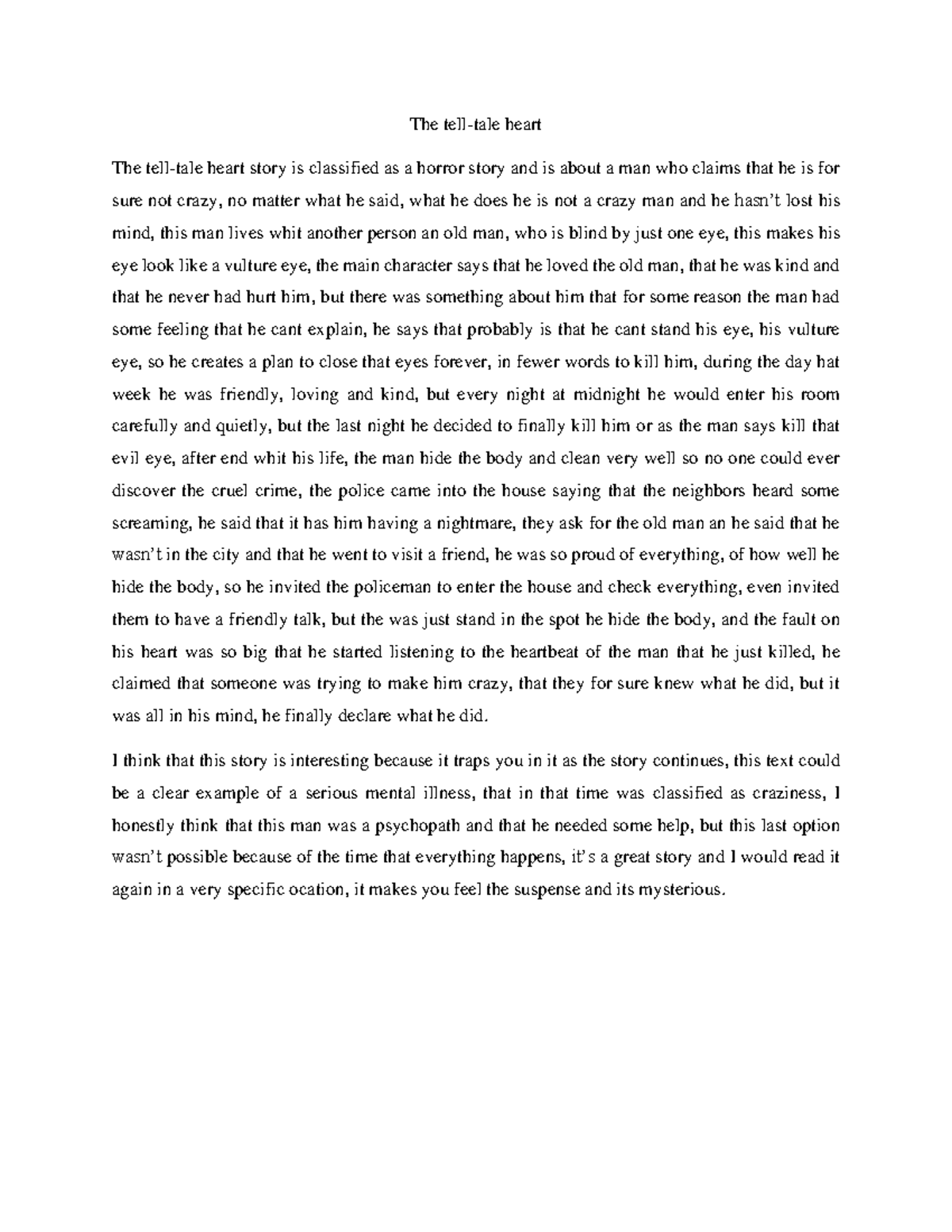 The Tell-Tale Heart: A Study of Madness and Guilt in Horror Literature ...