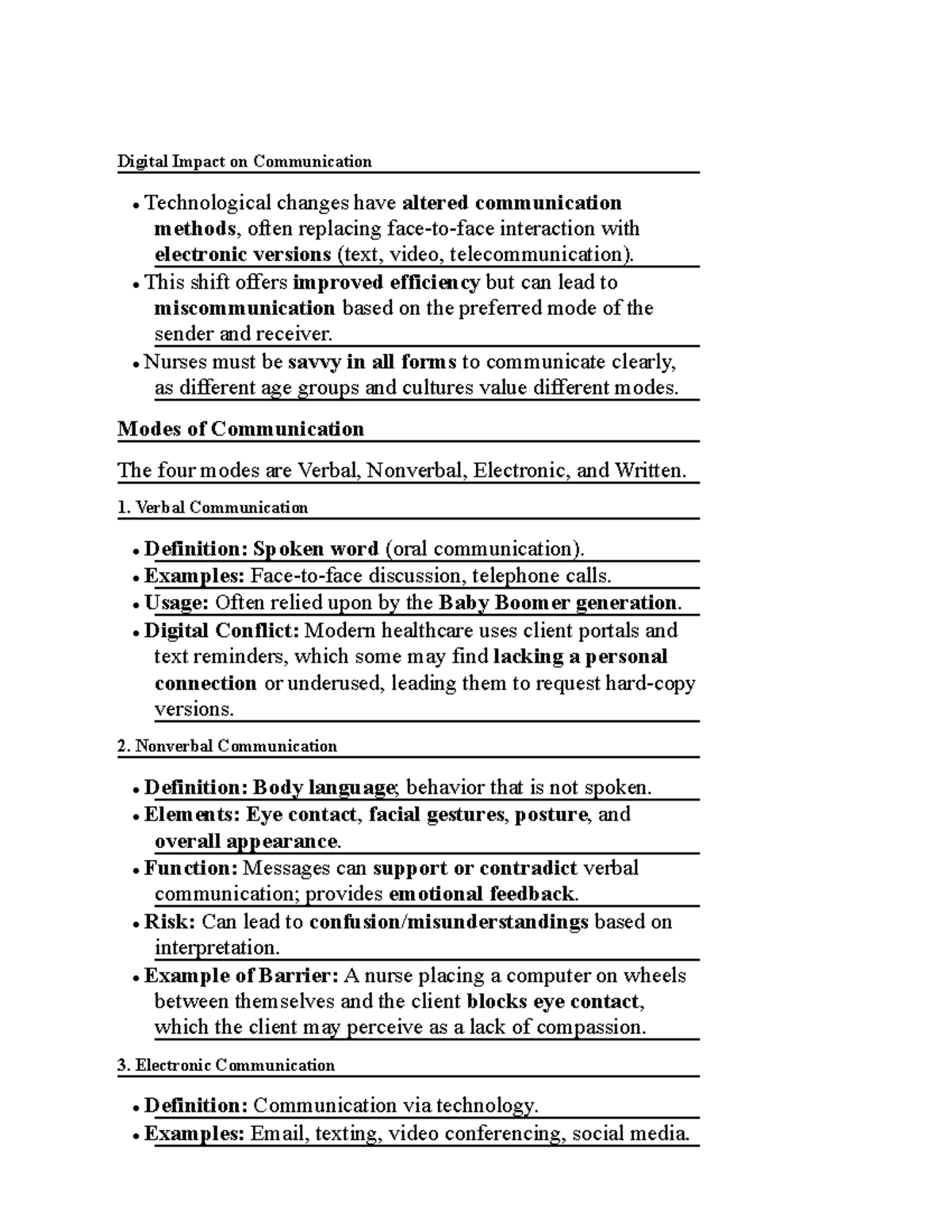 Communication Modes and Styles: Digital Impact on Tech (NURS 101) - Studocu