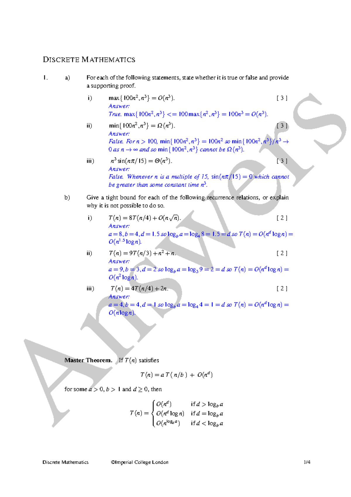 Discrete Mathematics Exam Answers (DM101) - Studocu