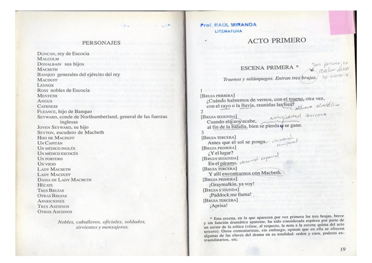 Repaso de Personajes y Escenas de Macbeth (LITERATURA 3) - Studocu