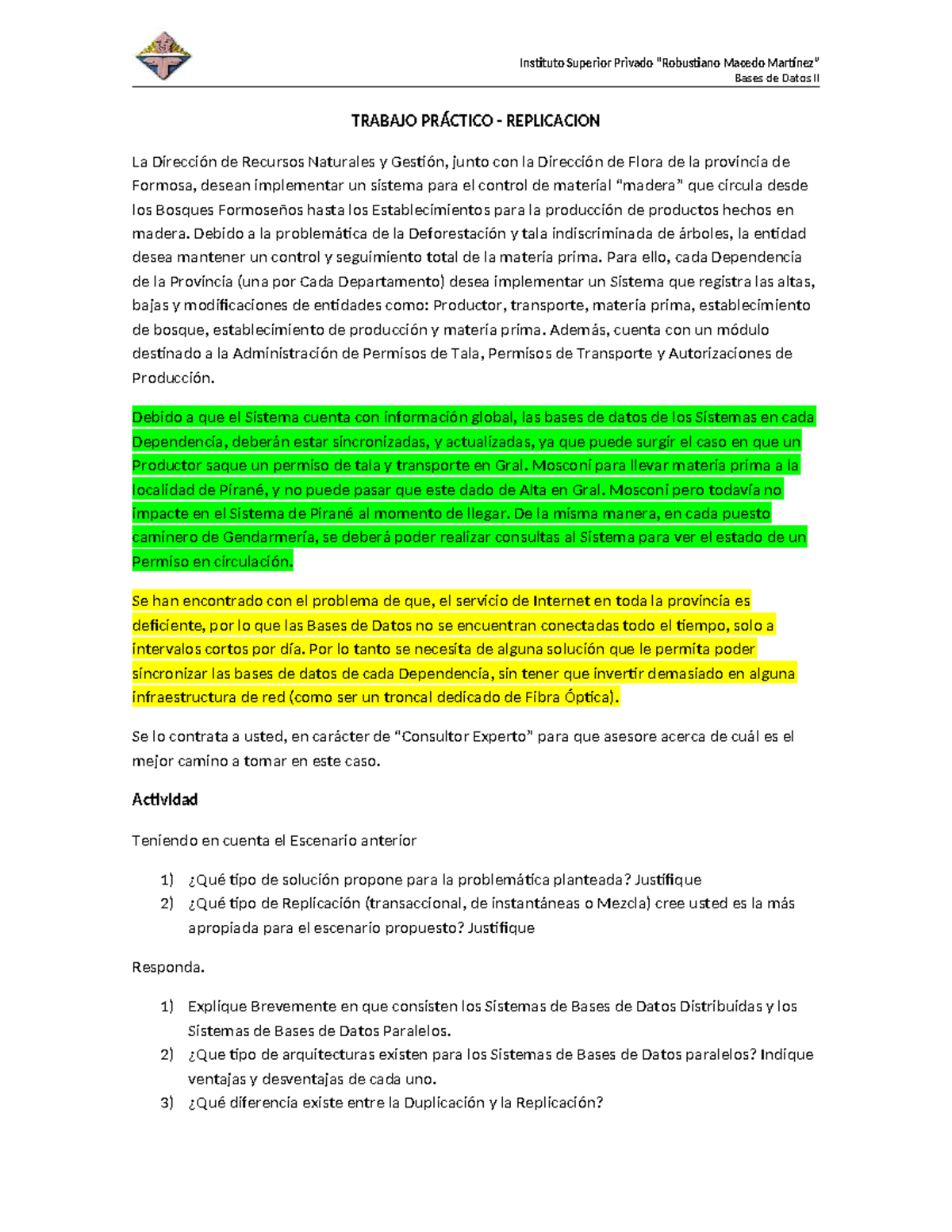 Bases de Datos II - Trabajo Práctico sobre Replicación y Sistemas ...