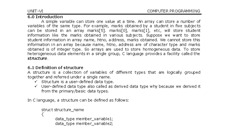 UNIT 6 CP - Structures, Unions, and File Operations in C Programming ...