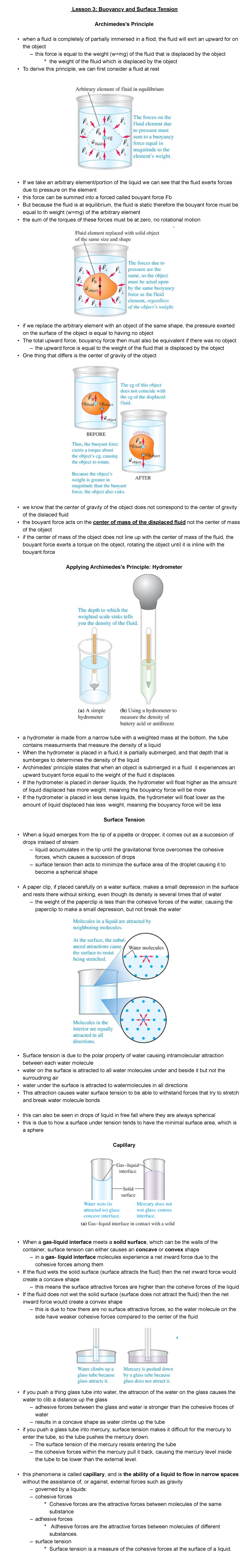 Lesson 3: Buoyancy & Surface Tension Explained - Studocu