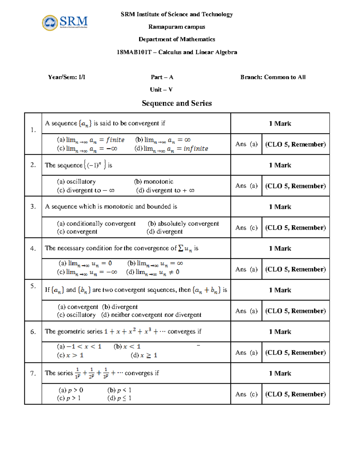 Unit 5 - Part A - study - SRM Institute of Science and Technology ...
