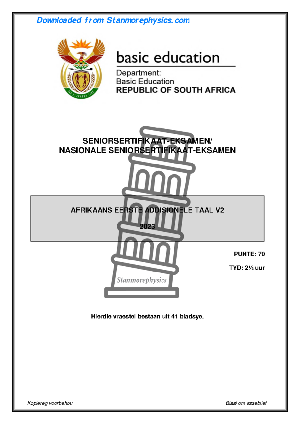 NSC-FAL-Afrikaans-Grade-12-May-June-2023-P2-Exam-and-Memo - Studocu