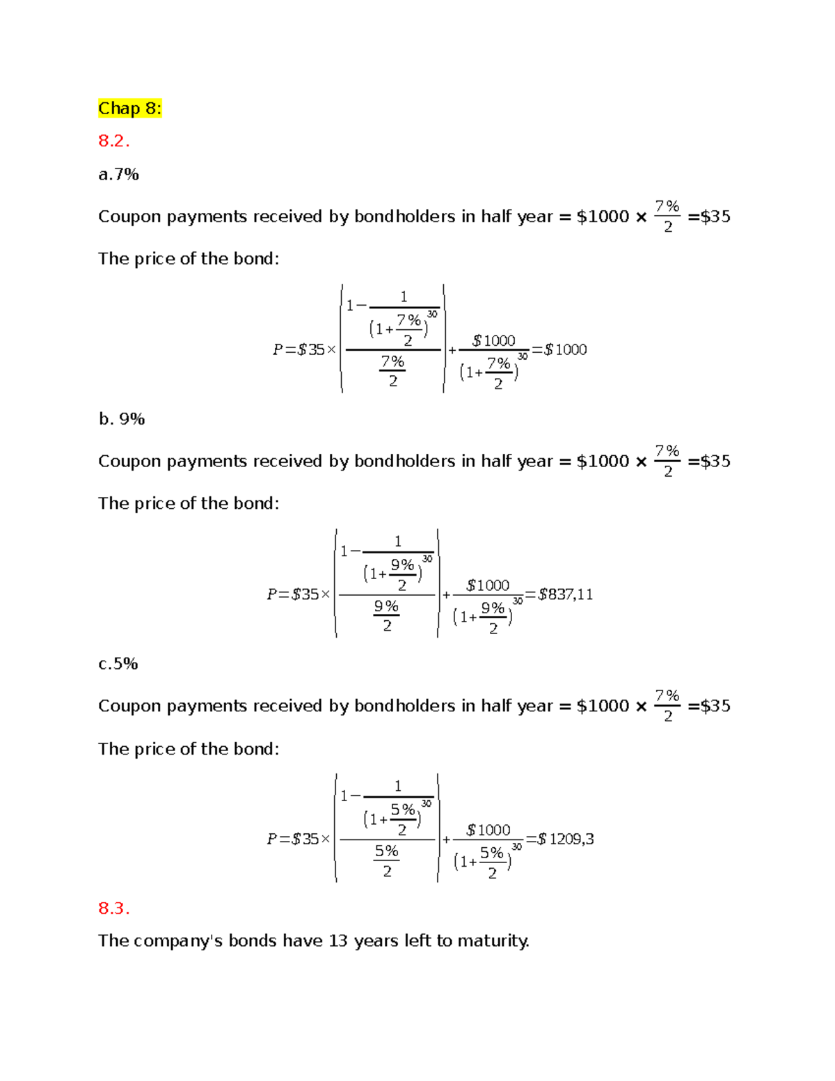Chapter 8: Bond Pricing and Coupon Payments Analysis (Finance 101 ...