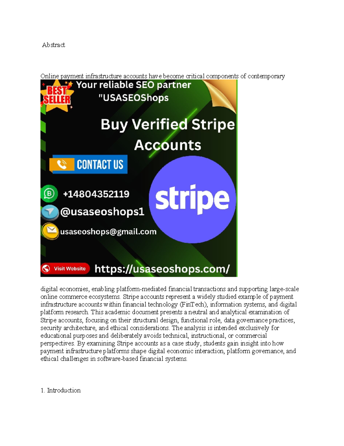Analysis of Stripe Accounts: A Case Study in FinTech (FIN 101) - Studocu