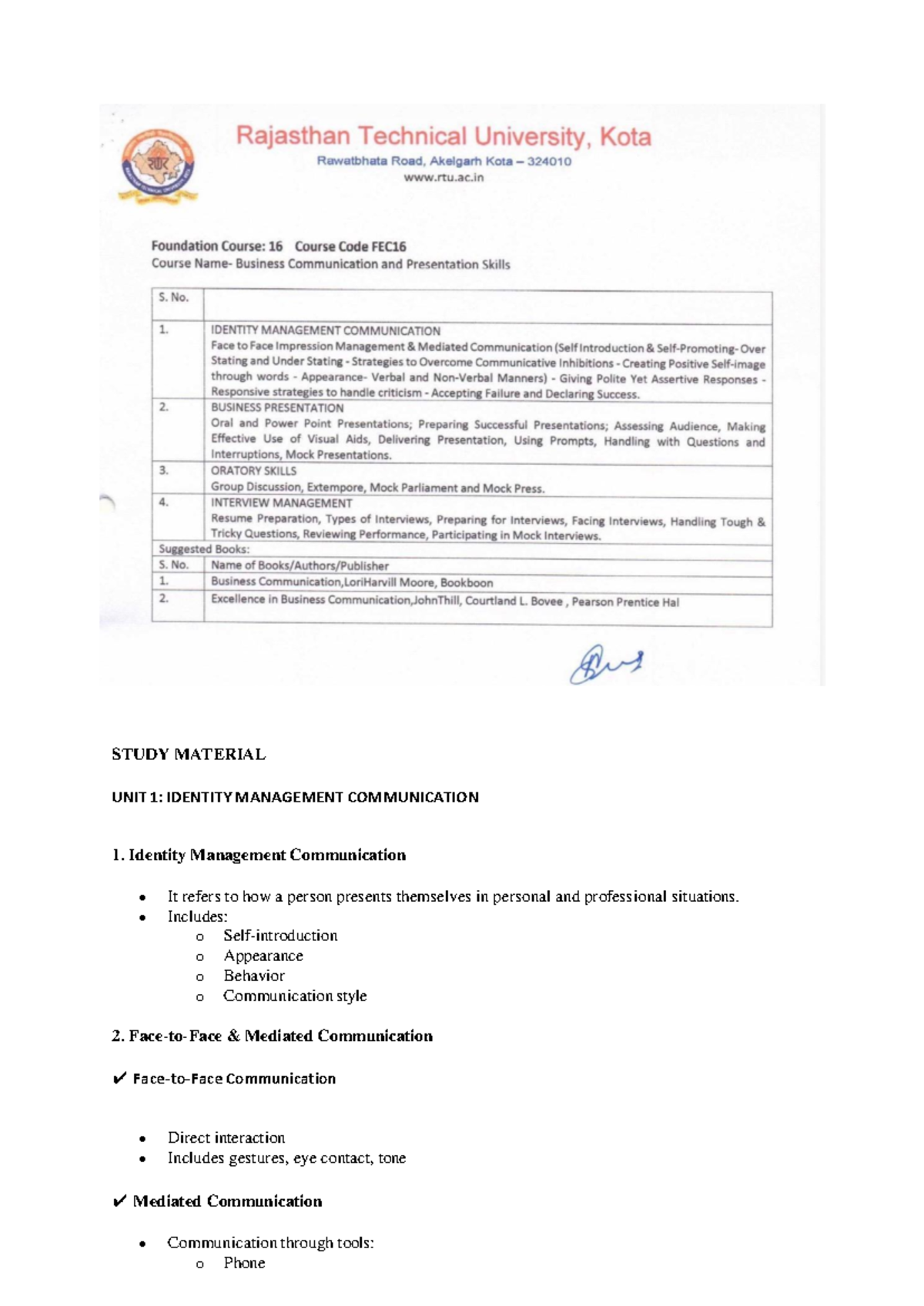 Business Communication & Presentation Skills – FEC16: Study Guide - Studocu