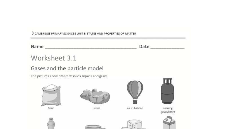 CAMBRIDGE PRIMARY SCIENCE 5 UNIT 3: STATES AND PROPERTIES OF MATTER ...