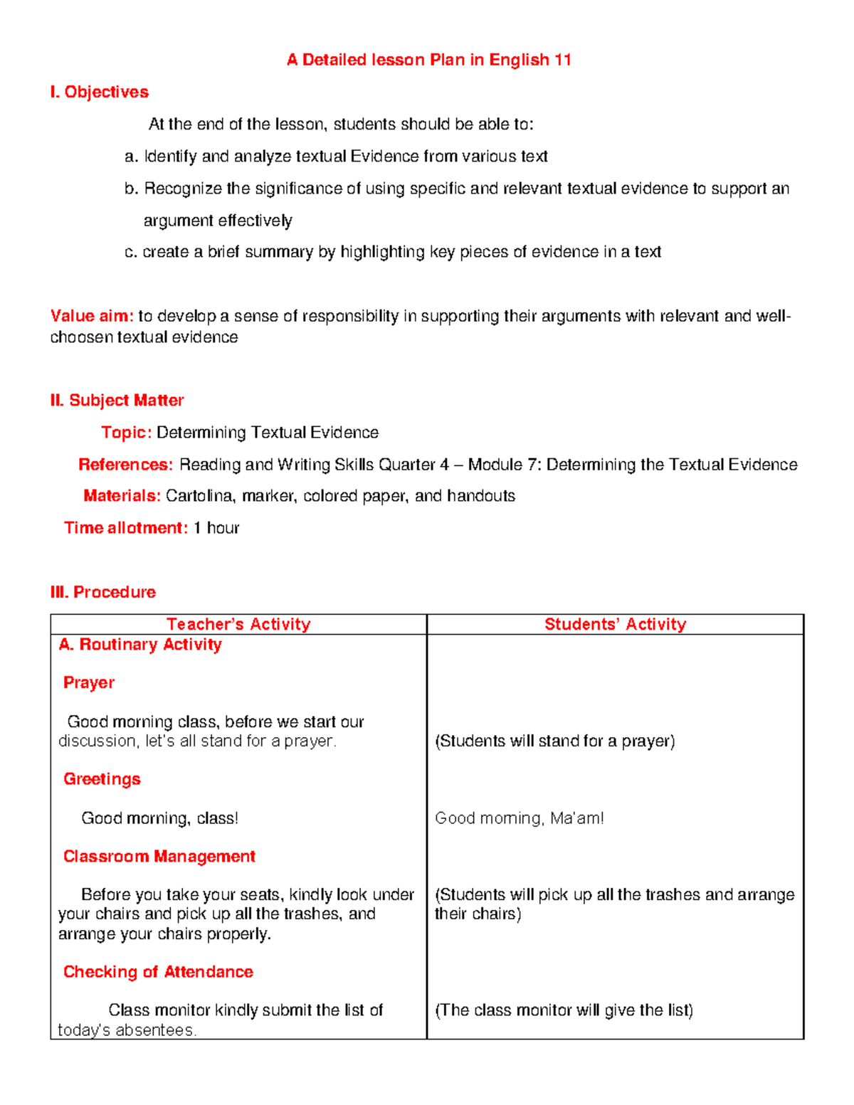 G-11-LP - Lesson plan - A Detailed lesson Plan in English 11 I ...