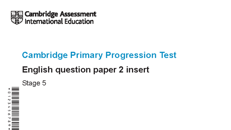 2018 Cambridge Primary Progression Test English Stage 5 INS Paper - Studocu