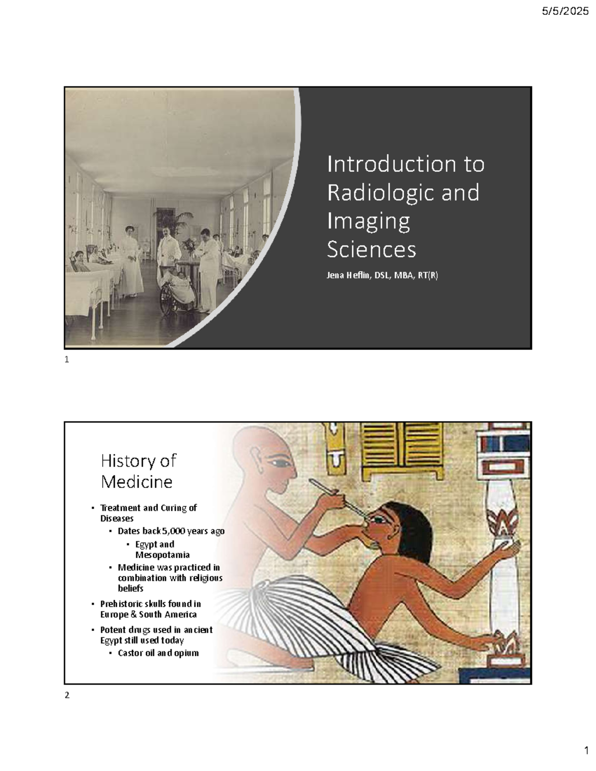 History and Evolution of Radiologic Technology in Imaging Sciences (RT ...