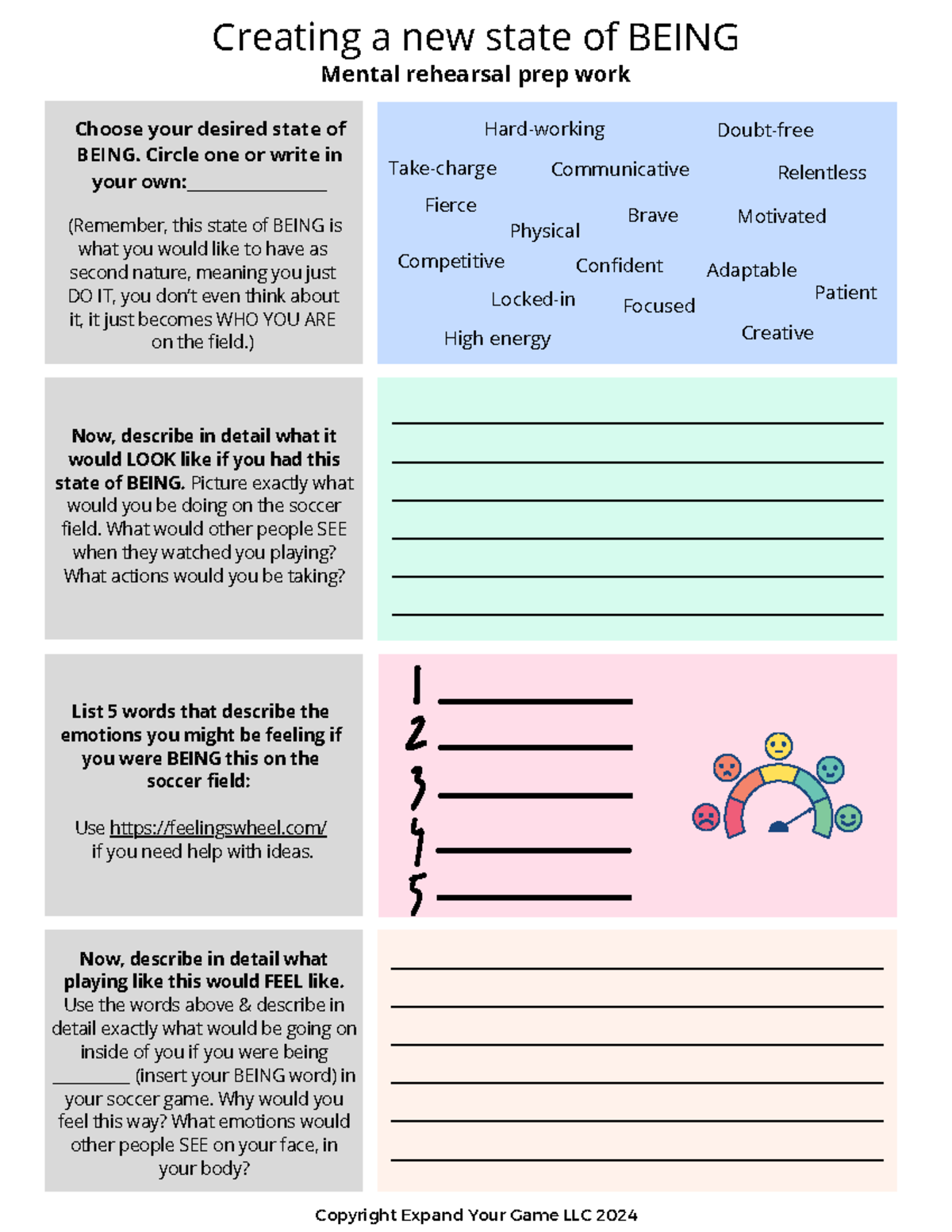 Creating a new state of Being worksheet - Creating a new state of BEING ...
