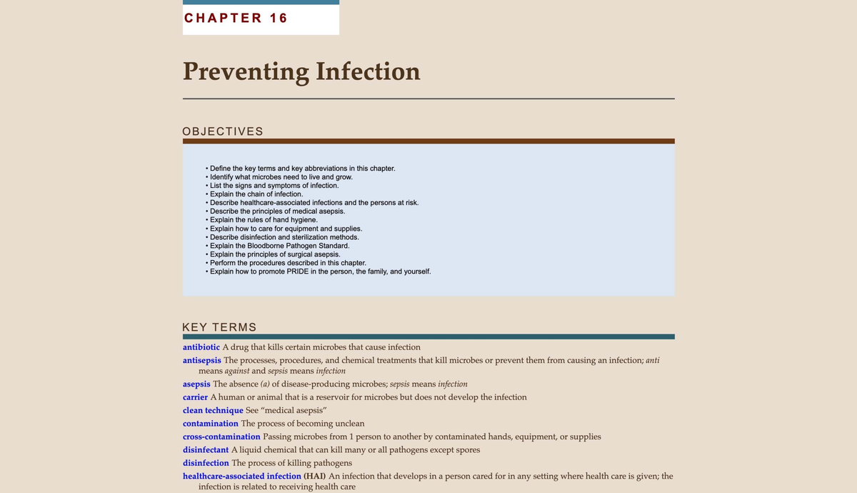 CHAPTER 16 Infection Prevention: Key Concepts and Practices - Studocu