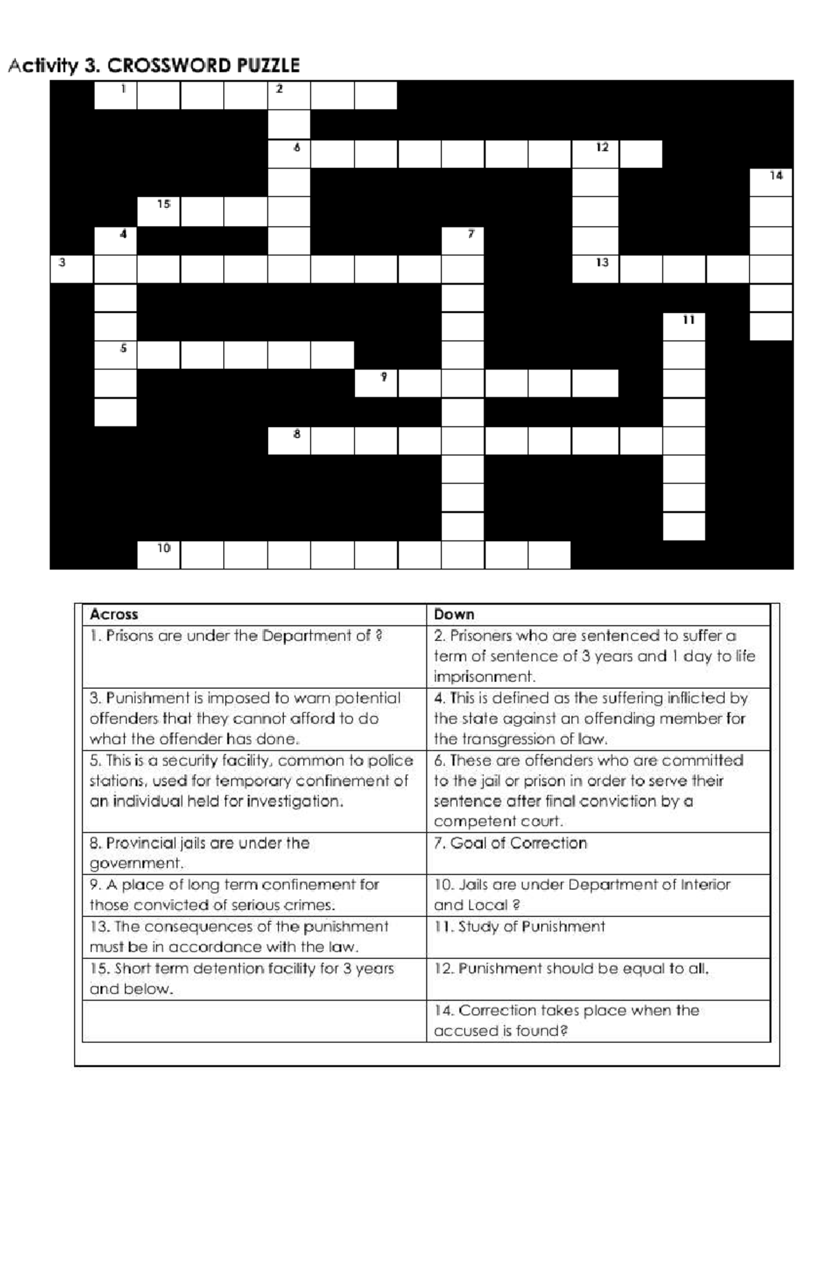SEC 101: Activity 3 - Crossword Puzzle on Security Management - Studocu