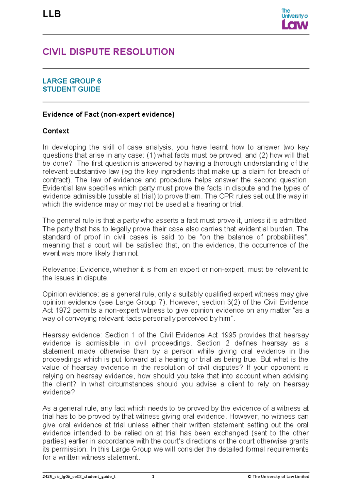 CDR unit 6 - Unit 6 - CIVIL DISPUTE RESOLUTION LARGE GROUP 6 STUDENT ...